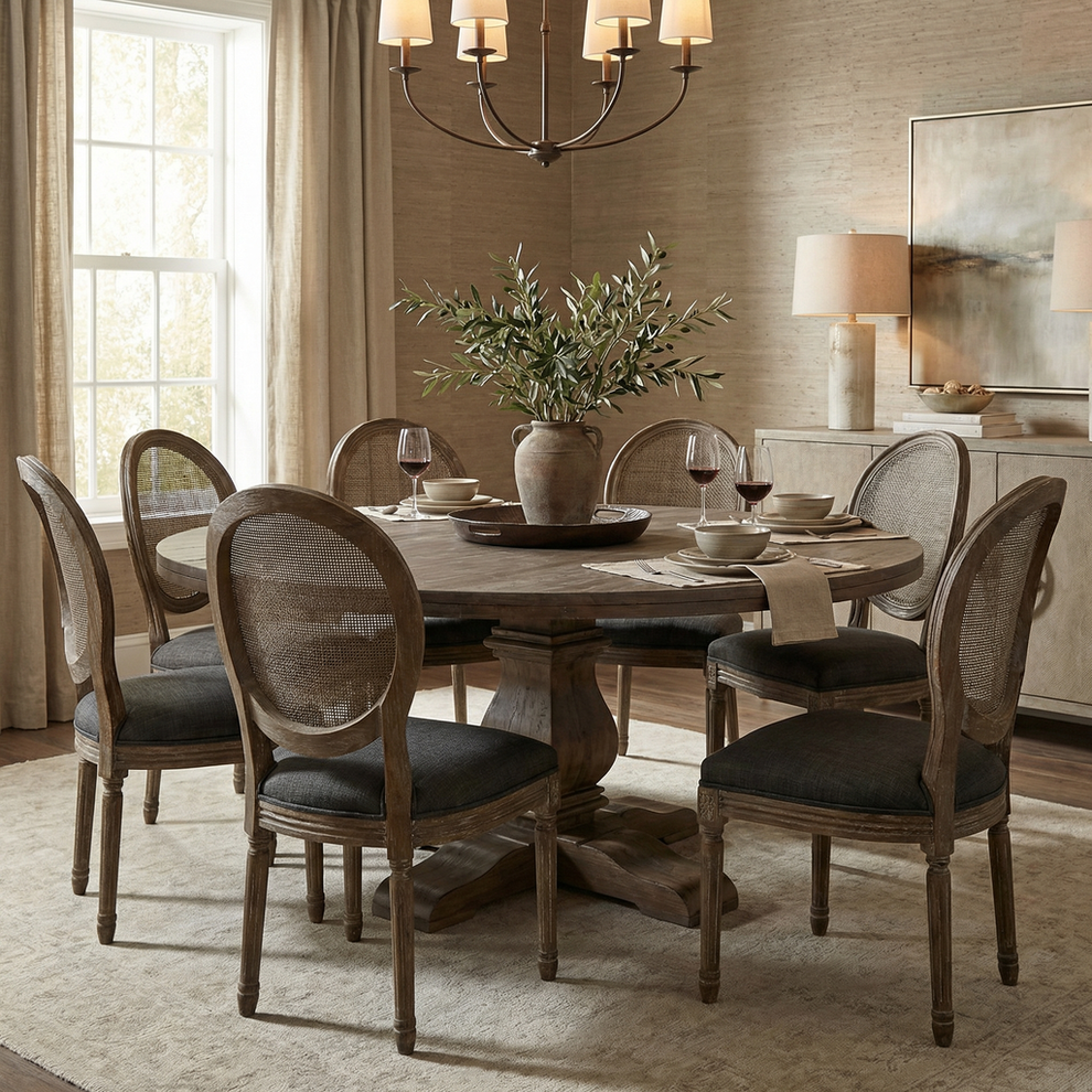 Drake 72" Round Dining Table - Carbon – Hickory Lane Furniture